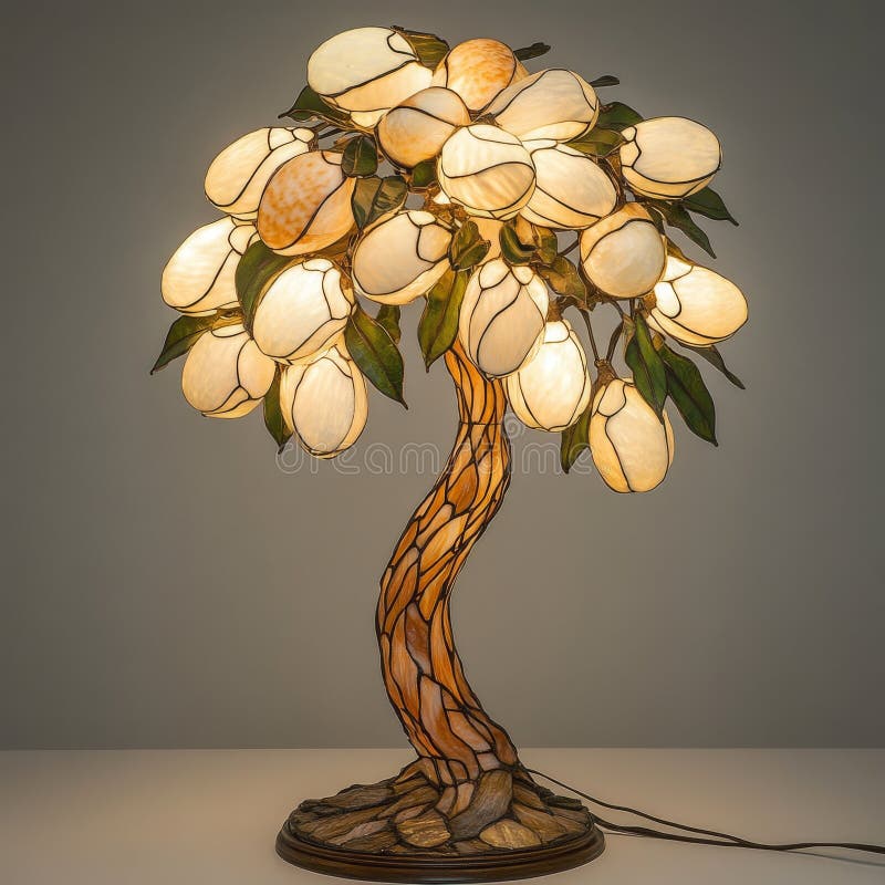 Easter Tree Lamp Featuring Illuminated Stained Glass and Colorful Eggs ...