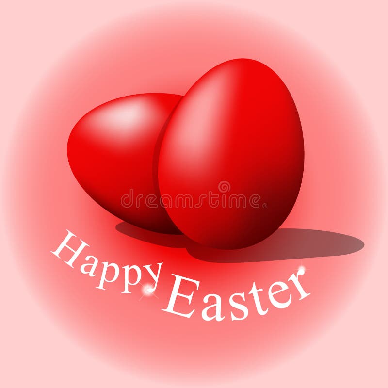 Easter.Two Red Eggs with English Text Stock Vector - Illustration of ...