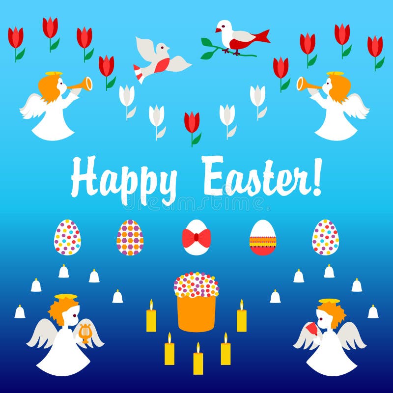 Easter Vector Card with Angels Stock Vector - Illustration of holiday ...