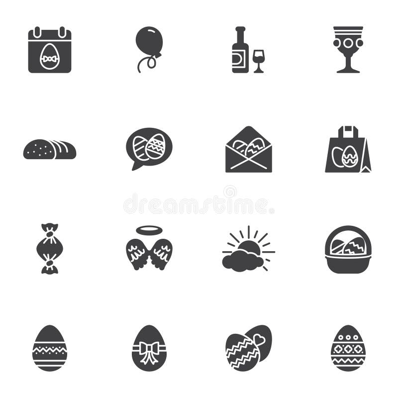 Easter vector icons set stock vector. Illustration of glyph - 346028200