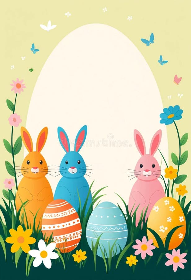 Easter Vector Illustration with Festive Elements Such As Bunny Eggs and ...