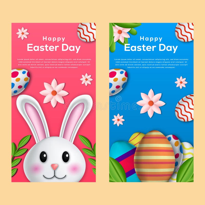 Easter Vertical Banner Illustration Set Stock Vector - Illustration of ...