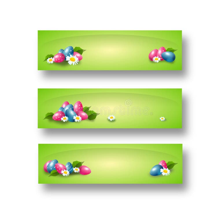 Easter Web Banner in Green Color Stock Illustration - Illustration of ...