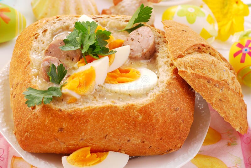 Easter White Borscht in Bread Bowl Stock Image - Image of occasion ...
