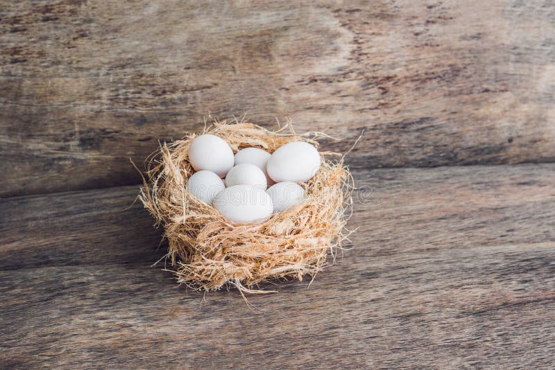 Easter White Eggs in the Nest. Easter Concept Stock Photo - Image of ...