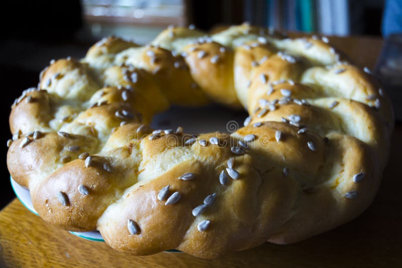 Easter Wicker Wreath Cake in a Easter Menu Stock Image - Image of table ...