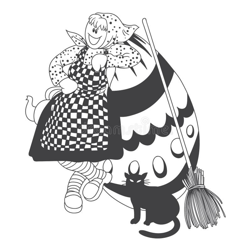Easter witch coloring page stock vector. Illustration of cartoon ...