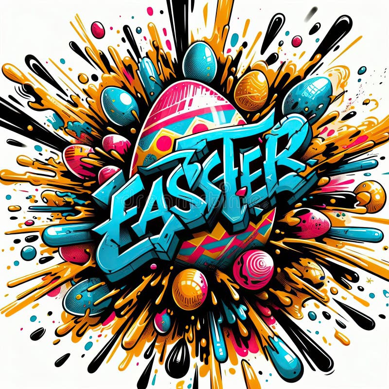 Easter Word Exploding in Graffiti Ink Stock Illustration - Illustration ...