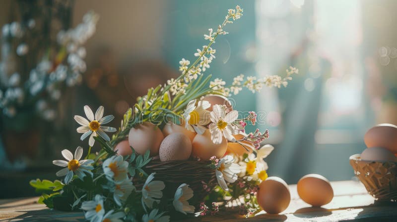 Easter Zero Waste, Eco Friendly Decoration, Eggs and Flowers Stock ...