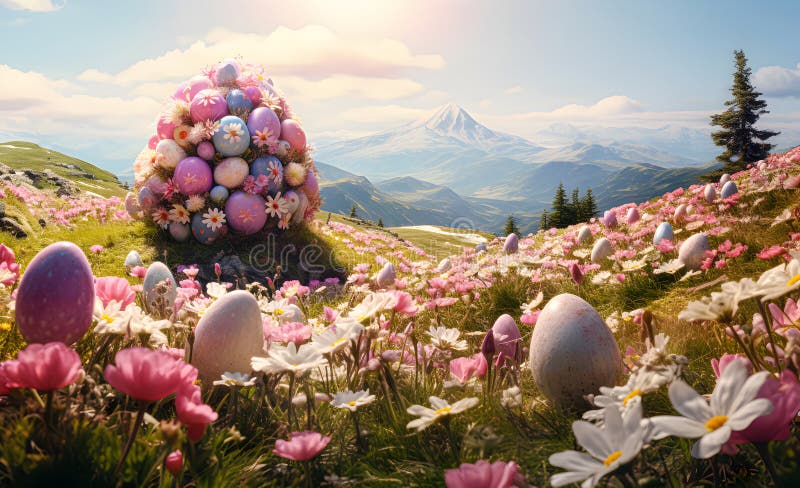 Illustration Easterland. Easter Bunny Country. Concept Stock Illustration - Illustration of ...