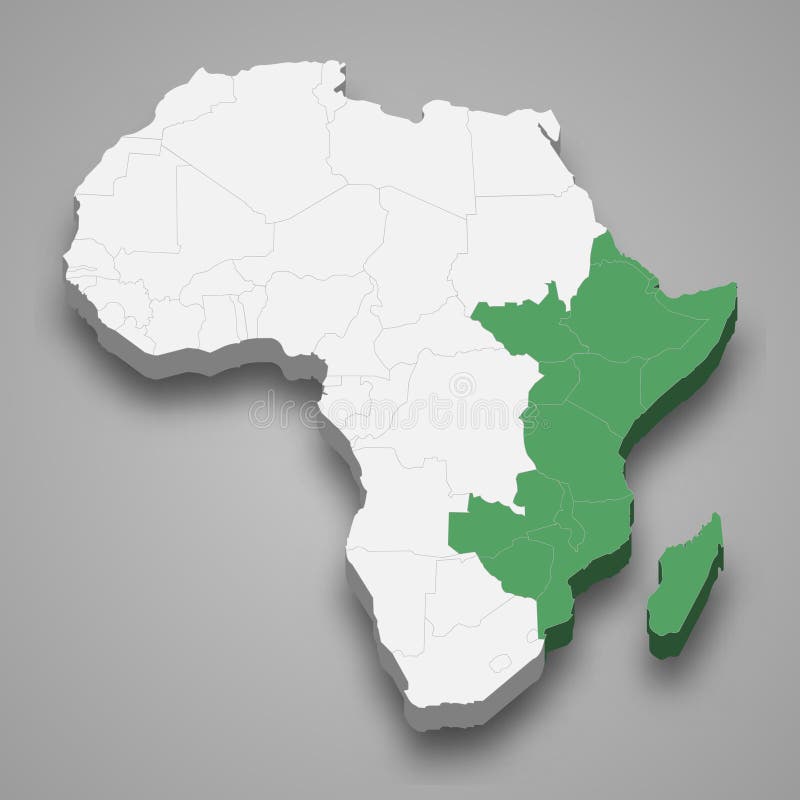 Eastern Africa Location within Africa 3d Map Stock Vector ...