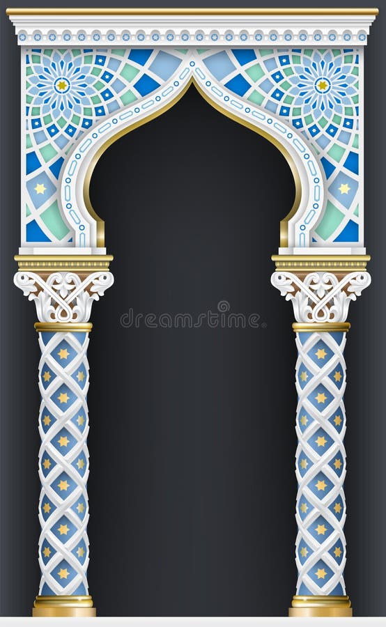 Eastern Arch Mosaic Gate Frame Stock Vector - Illustration of arabic ...