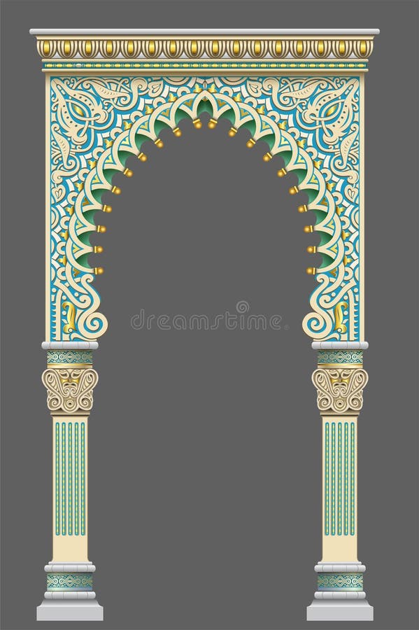 Eastern Arch Mosaic Gate Frame Stock Vector - Illustration of smooth ...