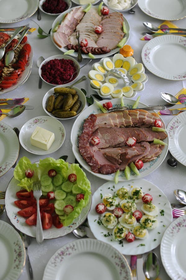 Eastern Breakfast Table Setting in Poland with Plates, Silverware and ...