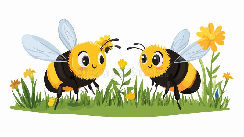 Eastern Bumble Bee Pollinating Queen and Male Bee Stock Vector ...