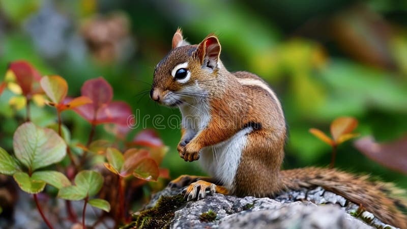 Eastern Chipmunk Standing on a Rock in the Forest Stock Footage - Video ...