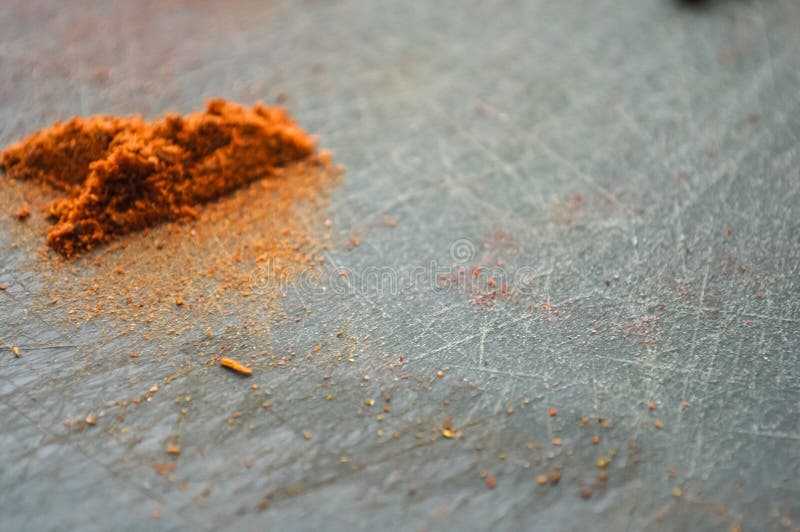 Eastern Condiments Scattered on a Table at Home. Turmeric and Pe Stock ...