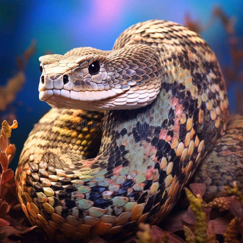 Diamondback Rattlesnake Flicking Tongue - Art, Digital Oil Painting ...