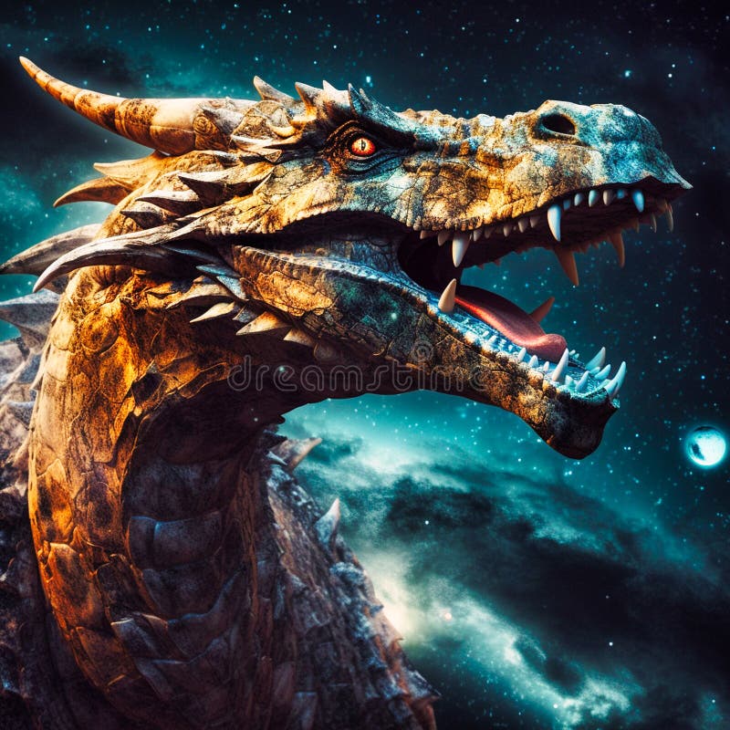 The Eastern Dragon Flies Headlong in a Deserted Stormy, Generative AI ...