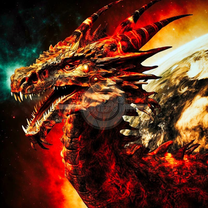 The Eastern Dragon Flies Headlong in a Deserted Stormy, Generative AI ...