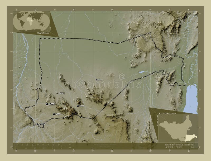 Eastern Equatoria, South Sudan. Wiki. Labelled Points of Cities Stock ...