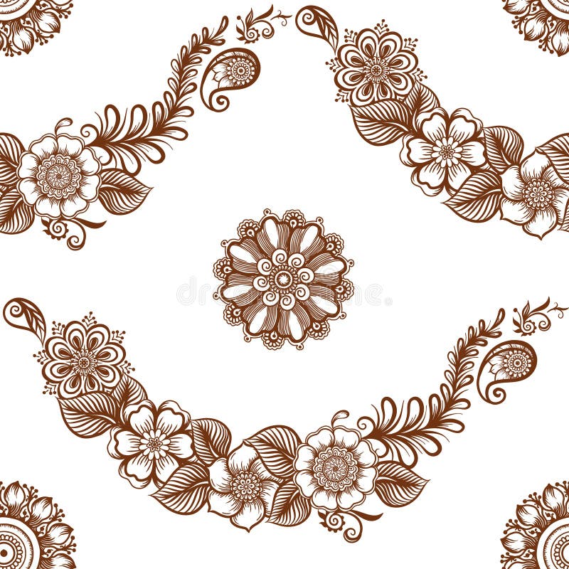 Eastern Ethnic Style Compositions Mehendi Stock Vector Illustration