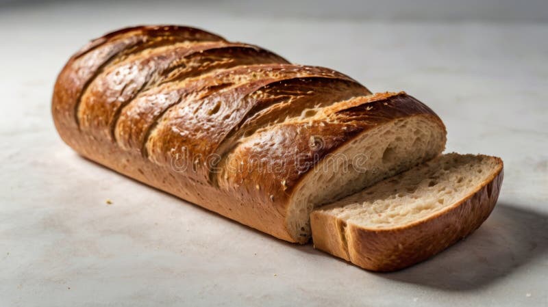 Eastern European Style Long Loaf of Bread on a Clean White Backdrop ...