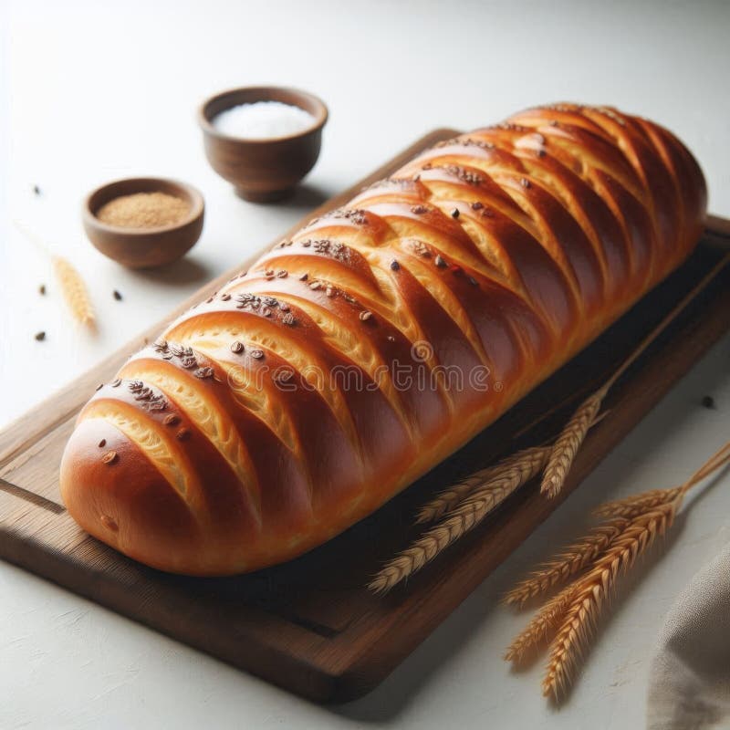 Eastern European Style Long Loaf of Bread on a Clean White Backdrop ...