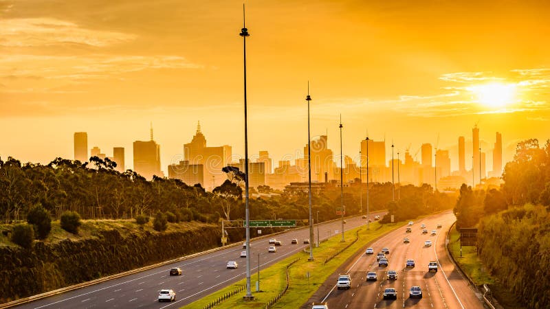 Melbourne Cityscape at Sunset Stock Photo - Image of skyline, melbourne ...
