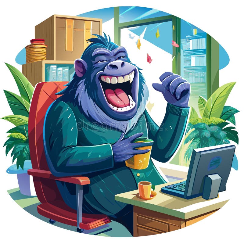 Eastern Gorilla Monkey Supportive Laughs Office Vector Stock ...