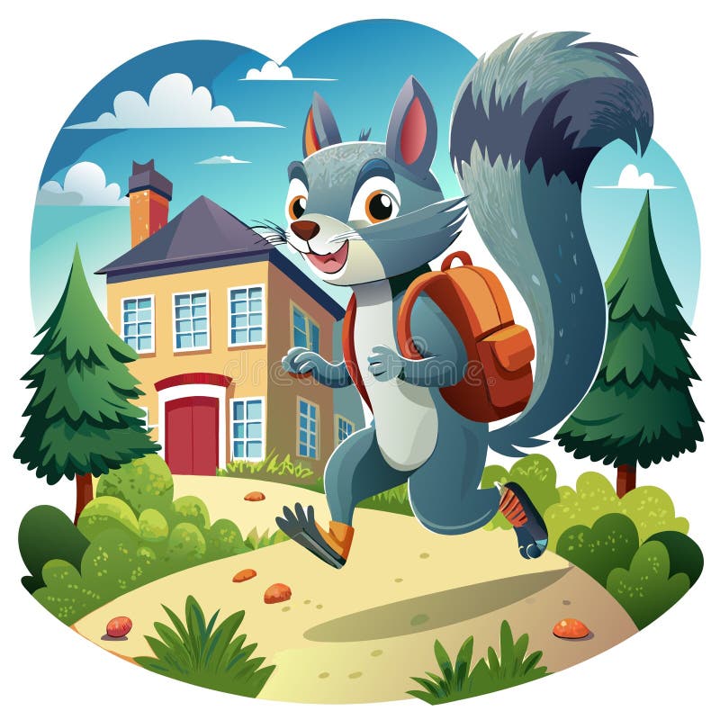 Eastern Gray Squirrel Threatening Runs School Vector Stock Illustration ...