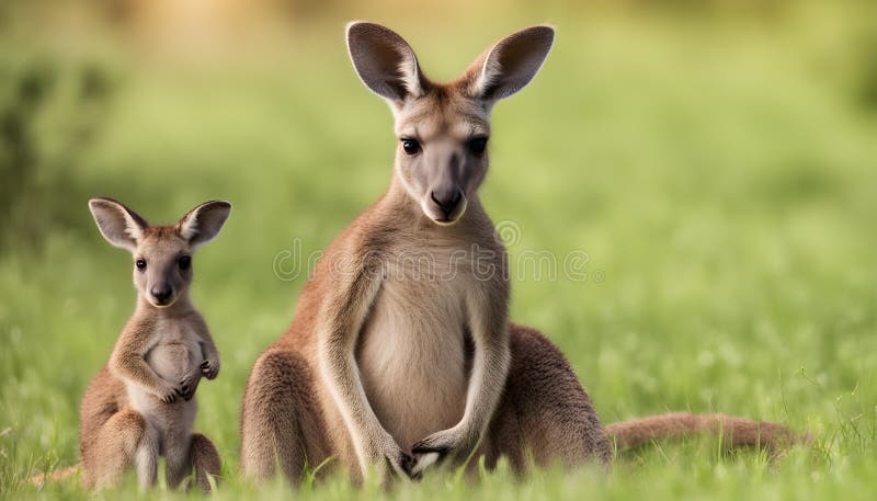 Eastern Grey Kangaroo (Macropus Giganteus) on Meadow Stock Illustration ...