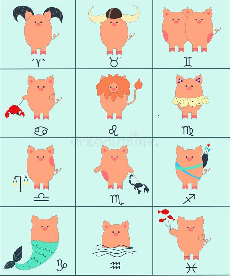 Gemini Pig Stock Illustrations – 117 Gemini Pig Stock Illustrations ...