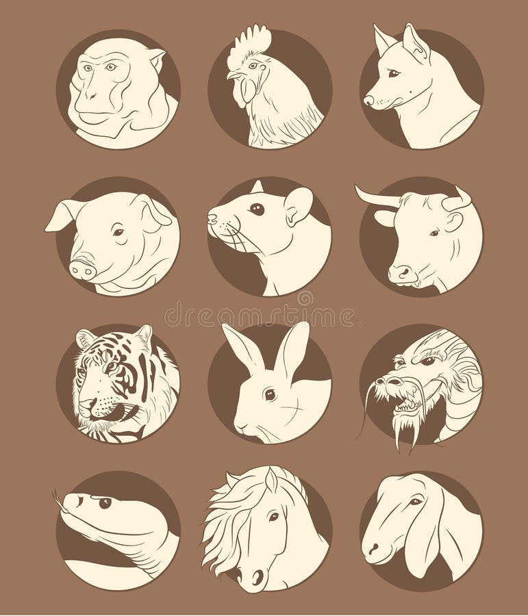 Eastern horoscope stock illustration. Illustration of year - 84131227