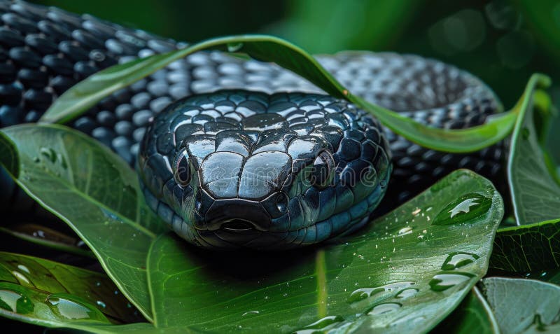 Eastern Indigo Snake on Magnolia Leaves Stock Photo - Image of ...