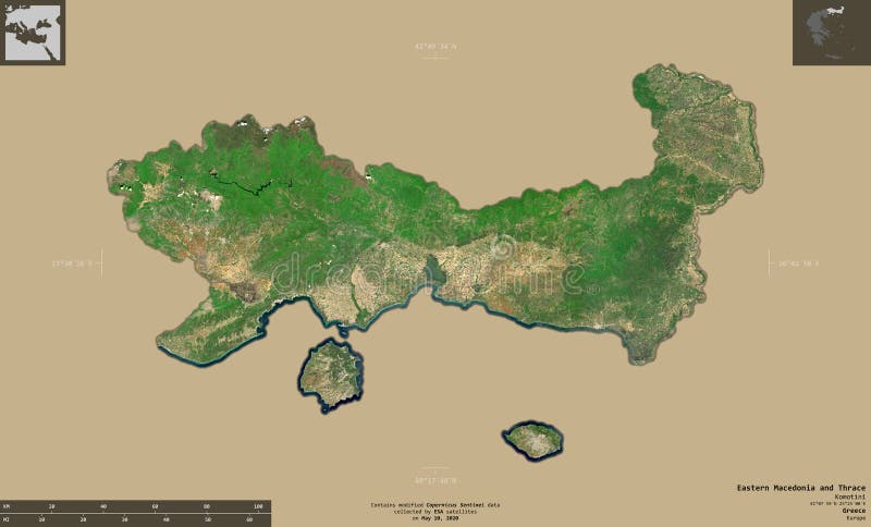 Eastern Macedonia and Thrace, Greece - Composition. Sentinel-2 S Stock ...