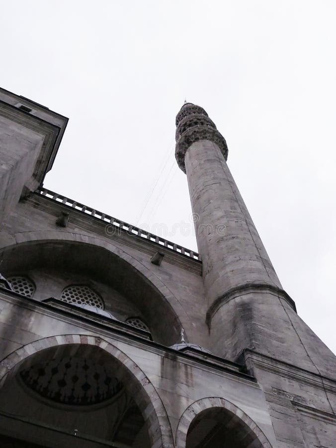 The Eastern Mosque with a Round Dome and Minaret Stock Image - Image of ...