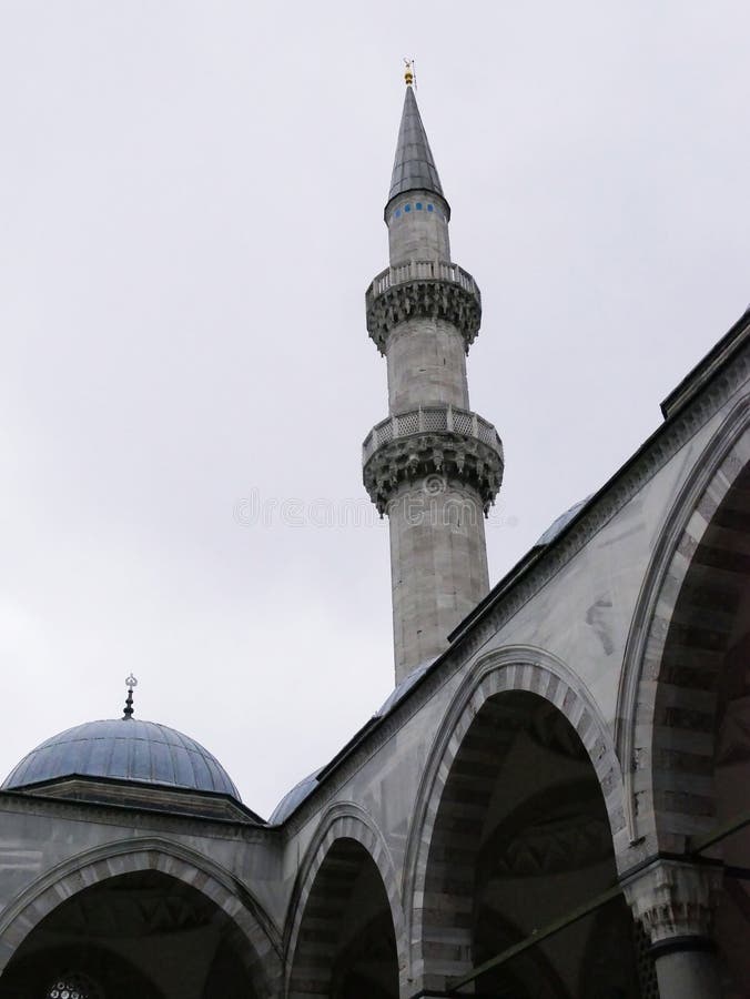 The Eastern Mosque with a Round Dome and Minaret Stock Image - Image of ...
