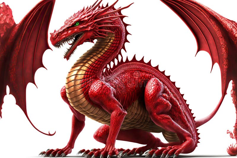 Eastern Mythical Creature Red Dragons is Isolated on White Background ...