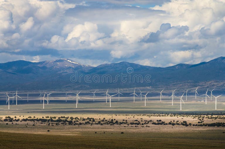 Eastern Nevada Valley Windmills Stock Photo - Image of clouds, farm ...