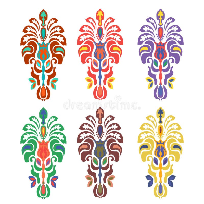 Eastern Ornament. Set of Colored Design Elements. Modern Color Style. a ...