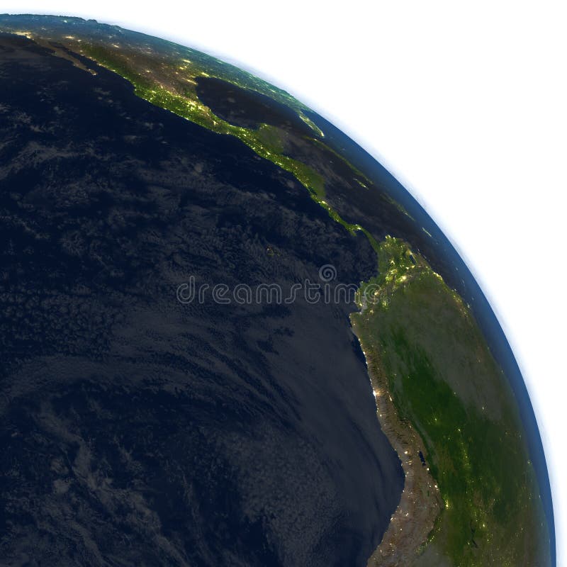 Eastern Pacific at Night on Planet Earth Stock Illustration ...