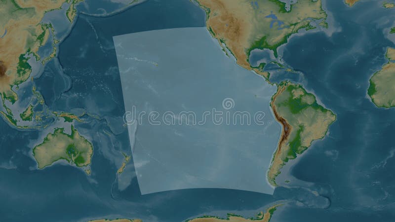 Eastern Pacific Ocean Highlighted. Physical Map Stock Illustration - Illustration of coverage ...