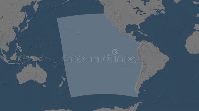 Eastern Pacific Ocean Highlighted. Steel Blue Map Stock Illustration ...