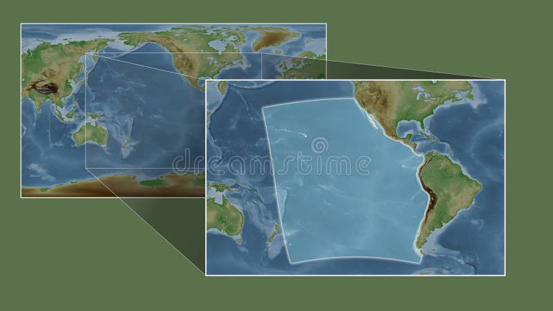 Eastern Pacific Ocean. Pale Map. Patterson Cylindrical. Diagram Stock ...
