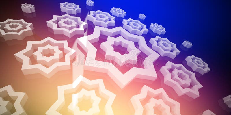 Eastern Pattern, Three-dimensional with Neon Light, Abstract Background ...