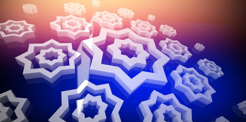 Eastern Pattern, Three-dimensional with Neon Light, Abstract Background ...