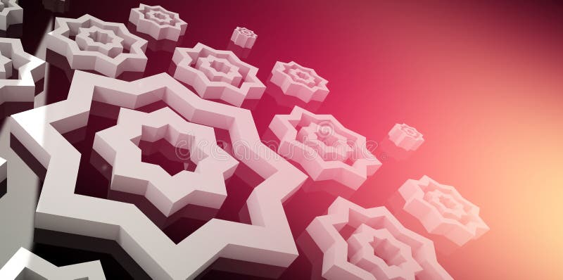 Eastern Pattern, Three-dimensional with Neon Light, Abstract Background ...