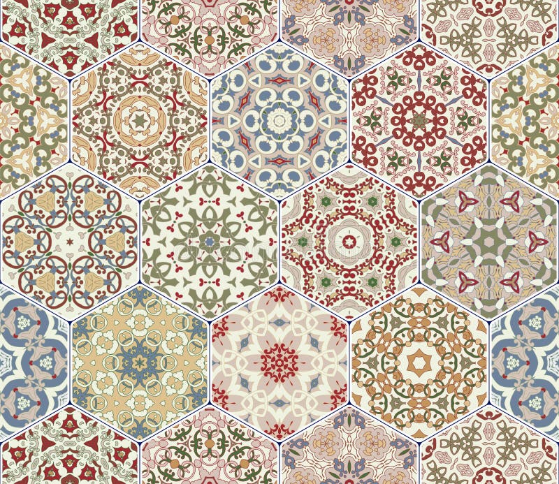 Eastern Seamless Pattern Tiles Stock Vector - Illustration of hexagon ...