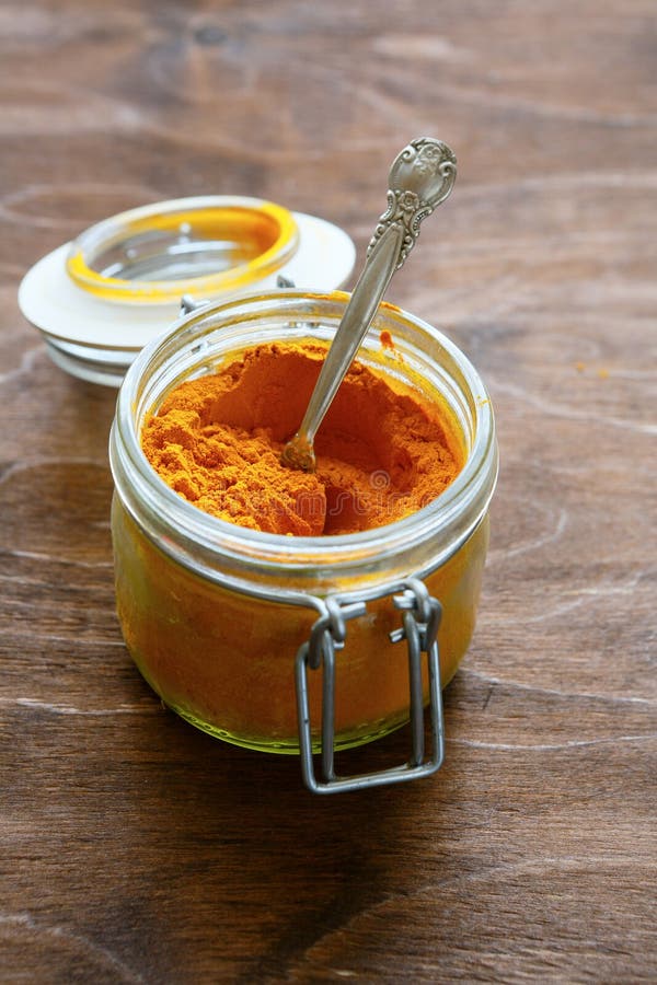 Spice Turmeric in a Transparent Jar Stock Image - Image of cumin ...